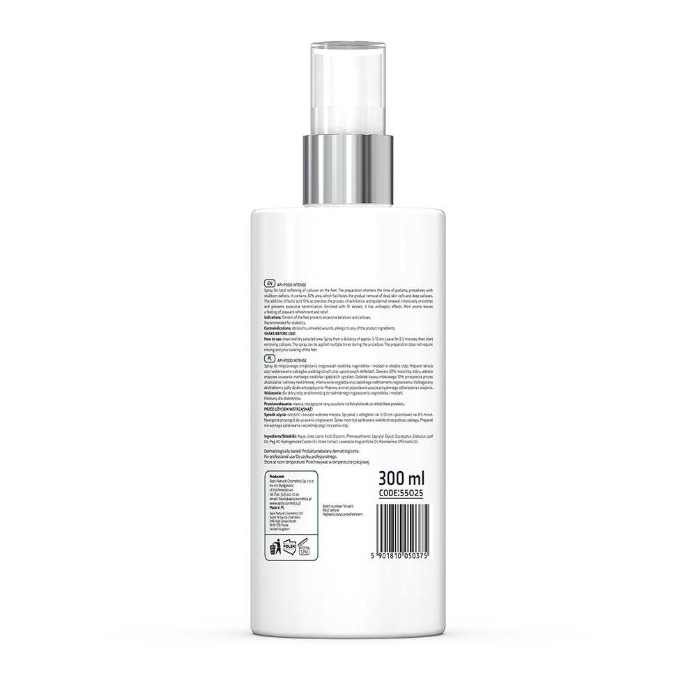 API-PODO INTENSE Spray zmiękczający do stóp z kwasem mlekowym 10% i ...